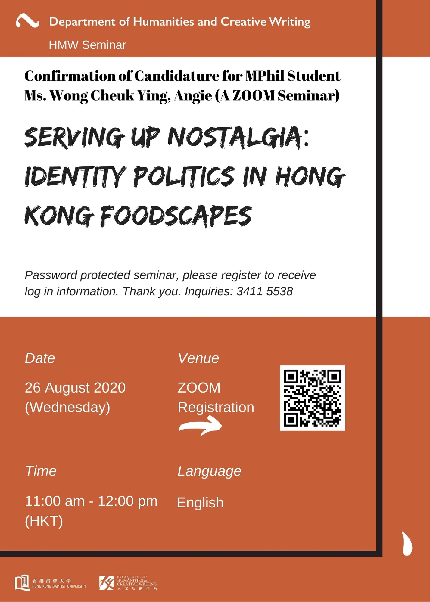 HMW ZOOM Candidature Seminar for MPhil Student Ms. Wong Cheuk Ying ...